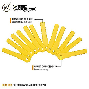Weed Warrior Push-N-Load Nylon Replacement Blades for Push-N-Load Trimmer Head, 12 Count