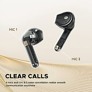 SoundPEATS Wireless Earbuds Air3 Deluxe Bluetooth 5.2 Earphones with QCC3040 aptX-Adaptive, TrueWireless Mirroring, 4 Microphones and CVC 8.0 for Clear Calls, 14.2mm Driver, Total 22Hrs, App Support