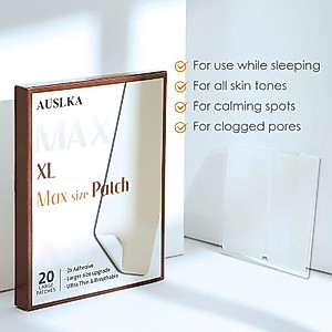 AUSLKA Large Blemish Zit Patches XL - 20 Strips - Hydrocolloid Dots -Blemishes Patch - Zit Breakouts - Blemishes Stickers - Max Size