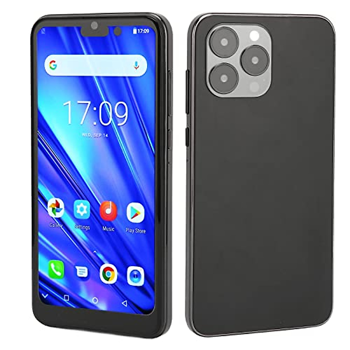 IP14 Pro Smartphone, 6.1in 4GB RAM 32GB ROM Unlocked Smartphone Ultrathin Face Recognition Dual Card Dual Standby Cellphone, Great Gifts for Parents (Black)