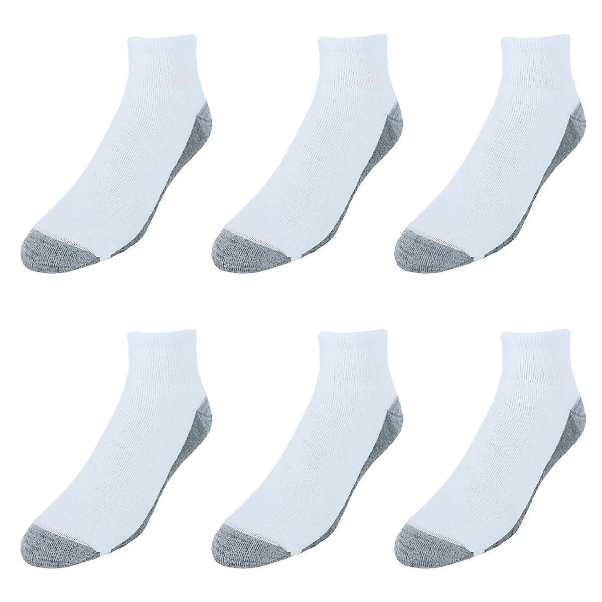 Hanes mens Hanes Men's Socks, 6-pair Pack Max Cushion Ankle, White/Grey Foot Bottom, 6 12 US