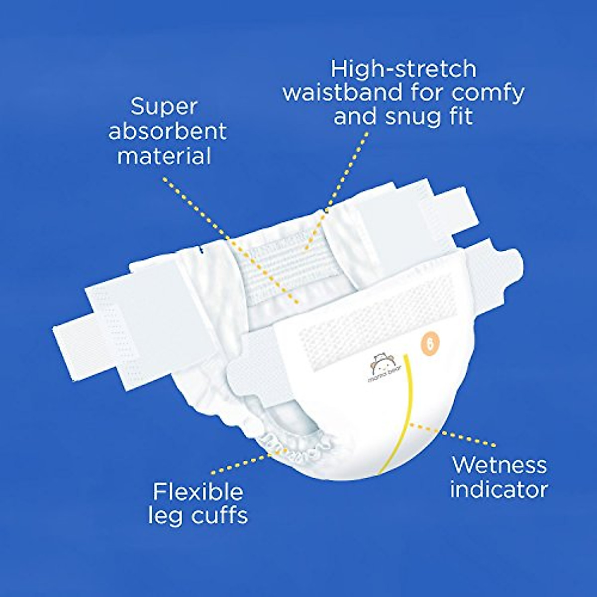 Amazon Brand - Mama Bear Diapers Size 6, 25 Count, Bears Print, White