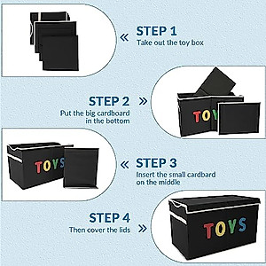 VICTORICH Toy Box Chest for Boys Girls, Kids Toy Box Storage Extra Large Toy Bin Organizers Baby Toy Baskets with Lid for Clothes, Blanket, Nursery, Playroom, Bedroom, Stuffed Animals, Black