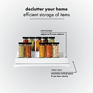 madesmart Shelf Organizer - White | CABINET COLLECTION | 3-Tier Cabinet, Pantry, or Countertop Organizer | Soft-grip Lining and Non-slip Fee | BPA-Free