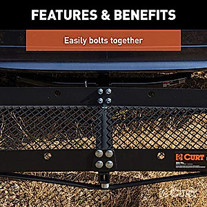 CURT 18110 48 x 20-Inch Tray Hitch Cargo Carrier, 300 lbs Capacity, 1-1/4, 2-In Adapter Shank, CARBIDE BLACK POWDER COAT