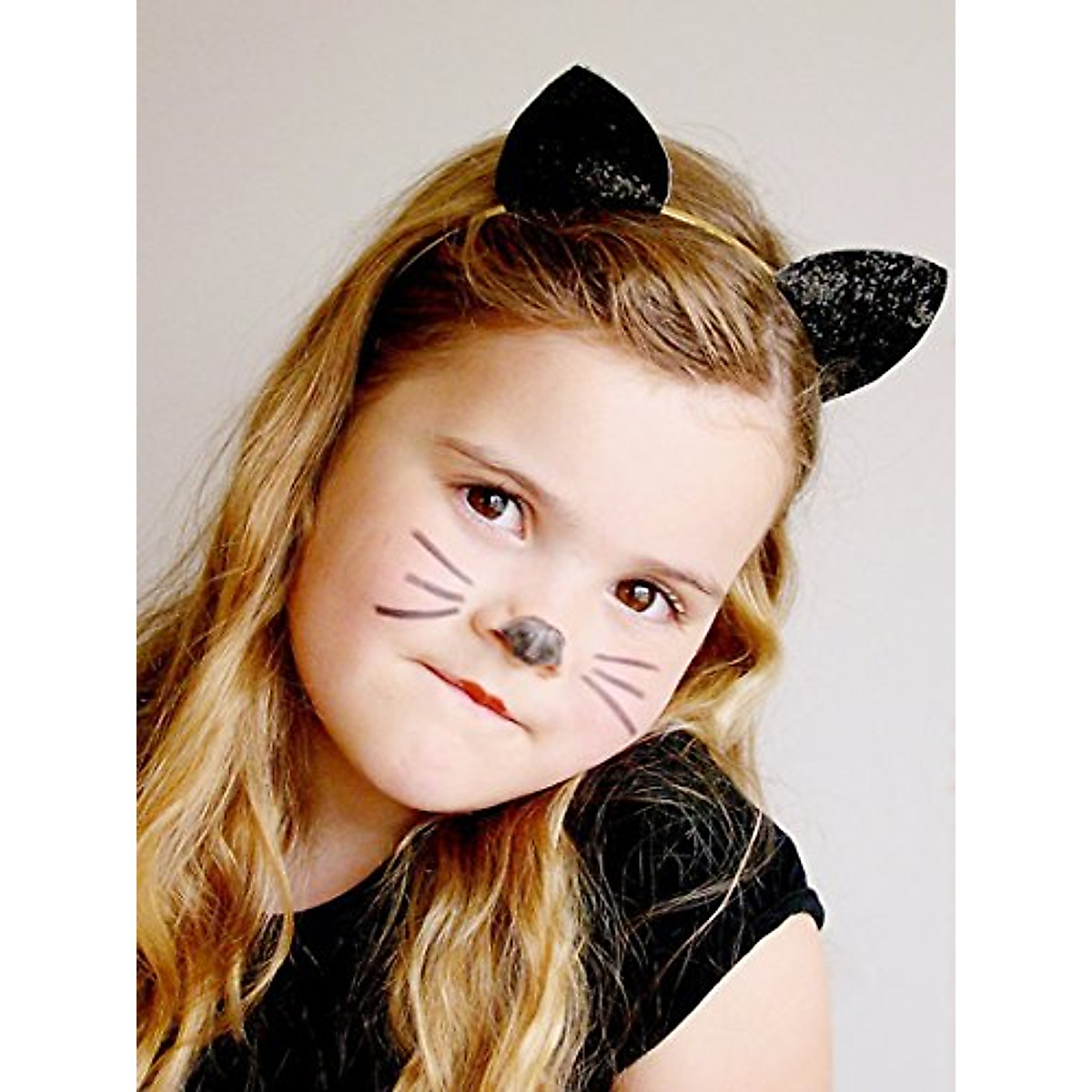 Merroyal Glitter Cat Ears Headband Halloween Fancy Dress Cat Woman Hairband Cosplay (Black)