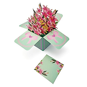 Banzk Thank you Card, 3D Pop up Greeting Cards, Birthday Gift Card with Note Card and Envelope, Teacher Appreciation Card, Best Friend Gift, Flowers Box Greeting Cards for Mom, Grandma, Father