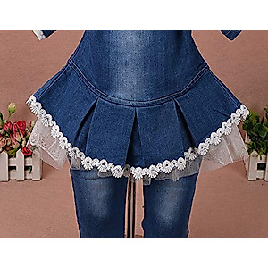 Yao 6M-4Y Infant 3Pcs Baby Girls Clothes Set Toddler Outfits Lace Dress Jacket and Jeans (3-4Y,Flower-White)