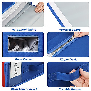 4 Pack Foldable Bed Sheets Organizers and Storage Twin/Full/Queen/King Linen Fabric Closet Organizers with Window, Folding Bedding Storage Box for Bedsheets Clothes