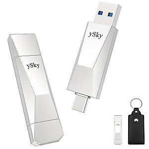 ySky 1TB USB 3.2 SSD Solid State Flash Drive,500MB/s High Speed USB C+ USB A 3.2 Gen2 USB Thumb Drive,2in1 USB C Drive Stick for USB-C iPad/Android Phone,Laptop,Mac,Tablet with Keychain Leather case