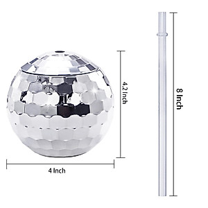 Nicunom 6 Pack Disco Ball Cups with Lids & Straws, 19 Oz Silver Disco Ball Tumbler 1970s Disco Flash Ball Cocktail Cup Sparkly Glitter Disco Bar Party Wine Drinking Tea Syrup Bottle