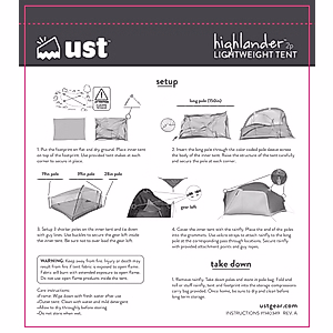 ust highlander 2-person backpacking tent with ultra light design and heavy duty, non-free standing waterproof construction for bikepacking, yakpacking, camping, and hiking