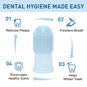 2 Pack Dog Toothbrush for Dog Teeth Cleaning Dog Finger Toothbrush Dog Tooth Brushing Kit Pet Toothbrush Puppy Toothbrush Blue and wiht