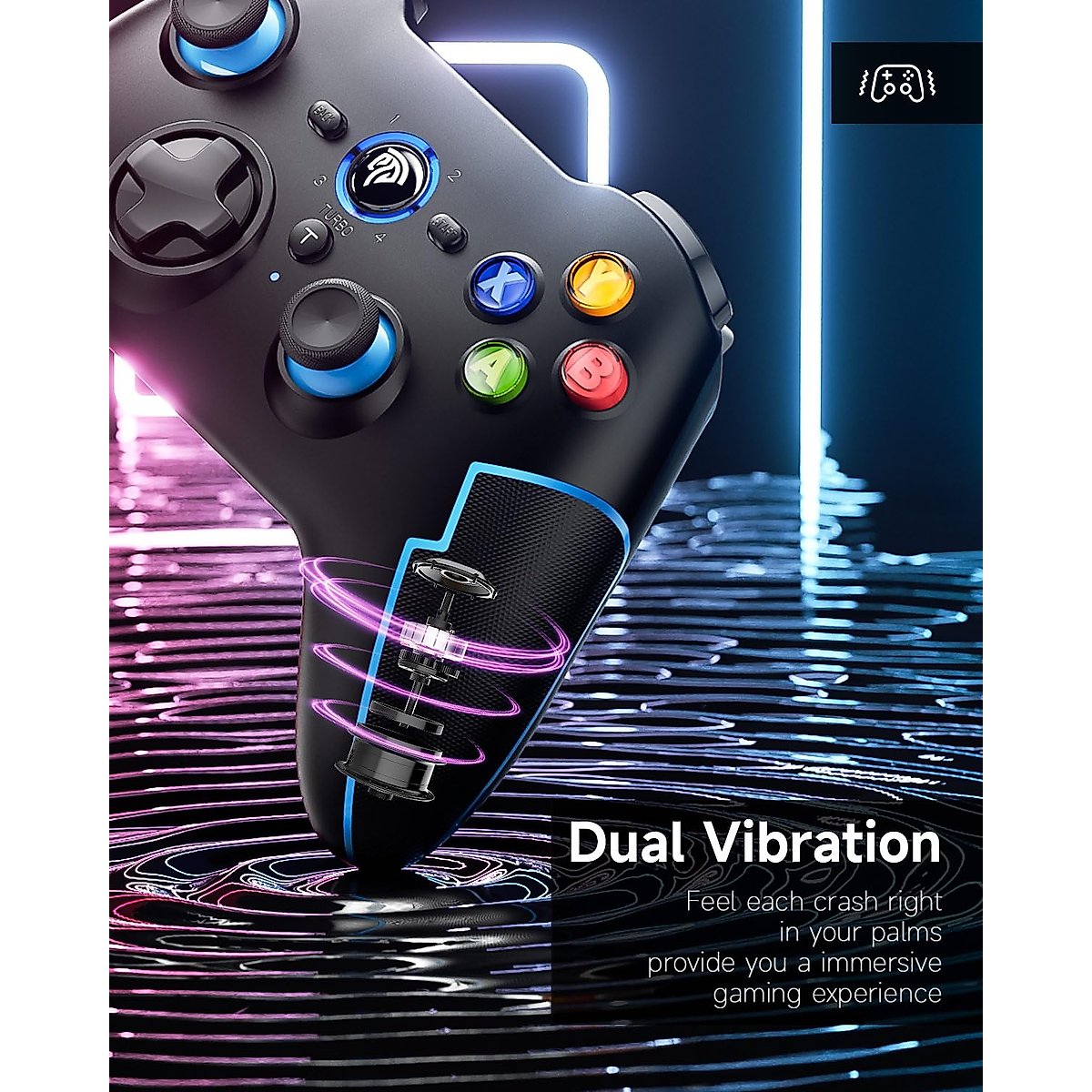 EasySMX 2.4G Wireless Controller for PS3, PC Gamepads with Vibration Fire Button Range up to 10m Support PC (Windows XP/7/8/8.1/10), PS3, Android, Vista, TV Box Portable Gaming Joystick Handle