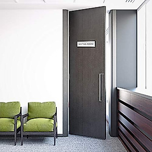 Set of 6 –Sturdy & Elegant Black Aluminum Wall Mount Name Plate Holder, Office Business Door Curved Sign Holder with Adhesive Tape, 8” X 3” - Plastic Film Included, Paper Inserts NOT Included