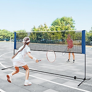 Goplus Portable Badminton Net Set, 10FT/ 14FT Volleyball Pickleball Net with 2.7FT-5FT Adjustable Height, 2 Shuttlecocks, Carrying Bag for Backyards, Beach, Driveway, Family Outdoor Game (14 FT)