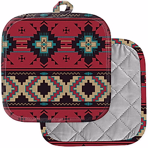 [Pack of 2] Pot Holders for Kitchen, Washable Heat Resistant Pot Holders, Hot Pads, Trivet for Cooking and Baking ( Ethnic Native Southwest )