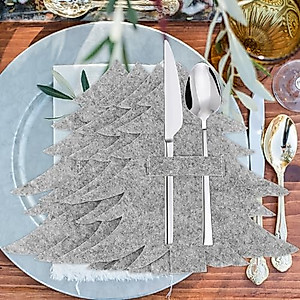 Veemoon 8 Pcs Christmas Cutlery Bag Christmas Party Christmas Flatware Holders Christmas Cutlery Covers Christmas Tree Silverware Pouch Pockets Holder Tableware Non-woven Fabric