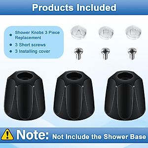 UCDETD Metal Shower Knobs 3 Piece Replacement, Compatible with Price Pfister Verve and Bathtub Shower Faucet Handle, Shower Knobs Include Hot/Cold/Diverter and 3 Screws (Matte Black)