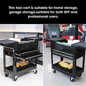 Torin Service Utility Tool Cabinet Cart 350 LBs 2 Drawer Slide Top, Black, ATC310B