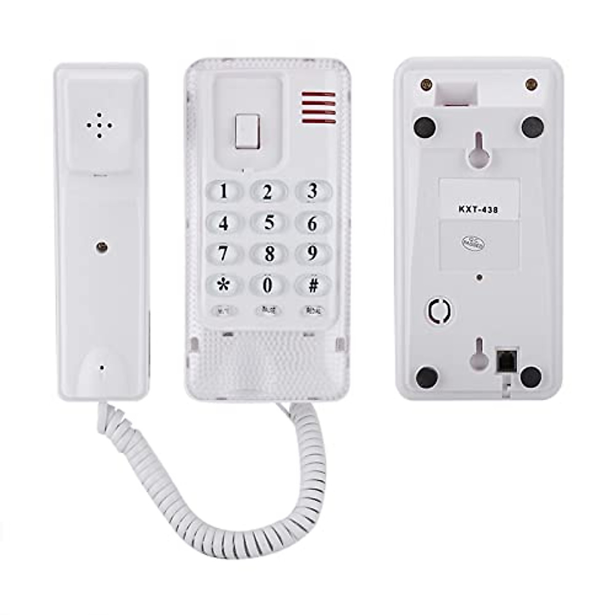 Landline Telephone Home Phone Wall Mount Telephone Cord Telephone, with FlashCall Mute Function, for Home Hotel Family Office (White)