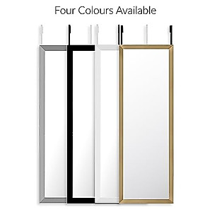 Mirrorize Full Length Over the Door, Long Door Hanging Large Mirrors for Wall Full Body, Shatterproof Tall Floor Mirror, 42"X14", White