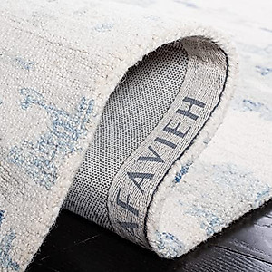 SAFAVIEH Abstract Collection Runner Rug - 2'3" x 12', Ivory & Blue, Handmade Abstract Wool, Ideal for High Traffic Areas in Living Room, Bedroom (ABT465A)