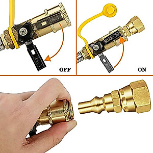MCAMPAS 8 Feet Quick Connect Propane Hose with Regulator,1/4" Female Quick Connect Adapter x Acme Nut,1/4" Quick Connect Plug x 3/8" Female Flare for Olympian 5100 5500 RV Grill,Outdoor Firepit