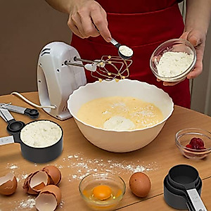 TILUCK Measuring Cups & Spoons Set, Stackable Cups and Spoons, Nesting Measure Cups with Stainless Steel Handle, Kitchen Gadgets for Cooking & Baking (5+5, black)