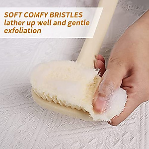 Bath Body Brush with Soft Bristles,Non-Slip Handle Built-in TPR Enhance Grip,15 in Long Handle Gentle Exfoliation Improve Skin's Health and Beauty for Women Men Shower Brushing (Black)
