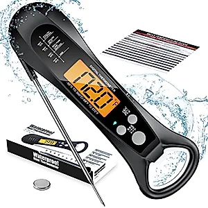 Instant Read Meat Thermometer for Cooking, Fast & Precise Digital Food Thermometer with Backlight, Magnet, Calibration, and Foldable Probe for Deep Fry, BBQ, Grill, and Roast Turkey