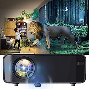 Portable Projector, 1500 Lumens 4K HD 16770K Video Projector 150'' Home Cinema LCD Movie Projector with Remote Control Support 1080P HDMI VGA AV USB Bluetooth WiFi for Android Black (US)