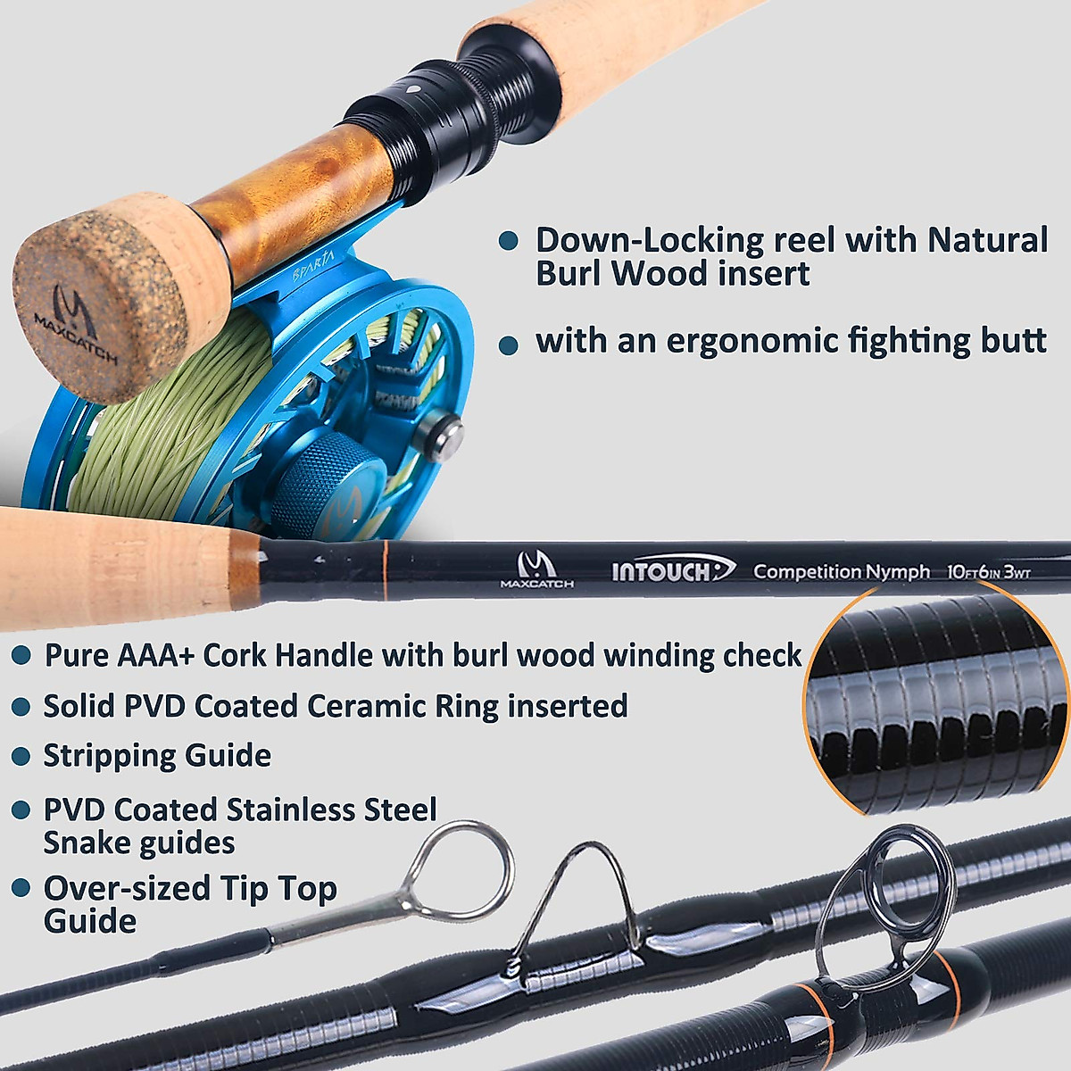 Maxcatch Competition InTouch Nymph Fly Rod for Euro nymphing Fly Fishing (10ft 2wt 4sec)