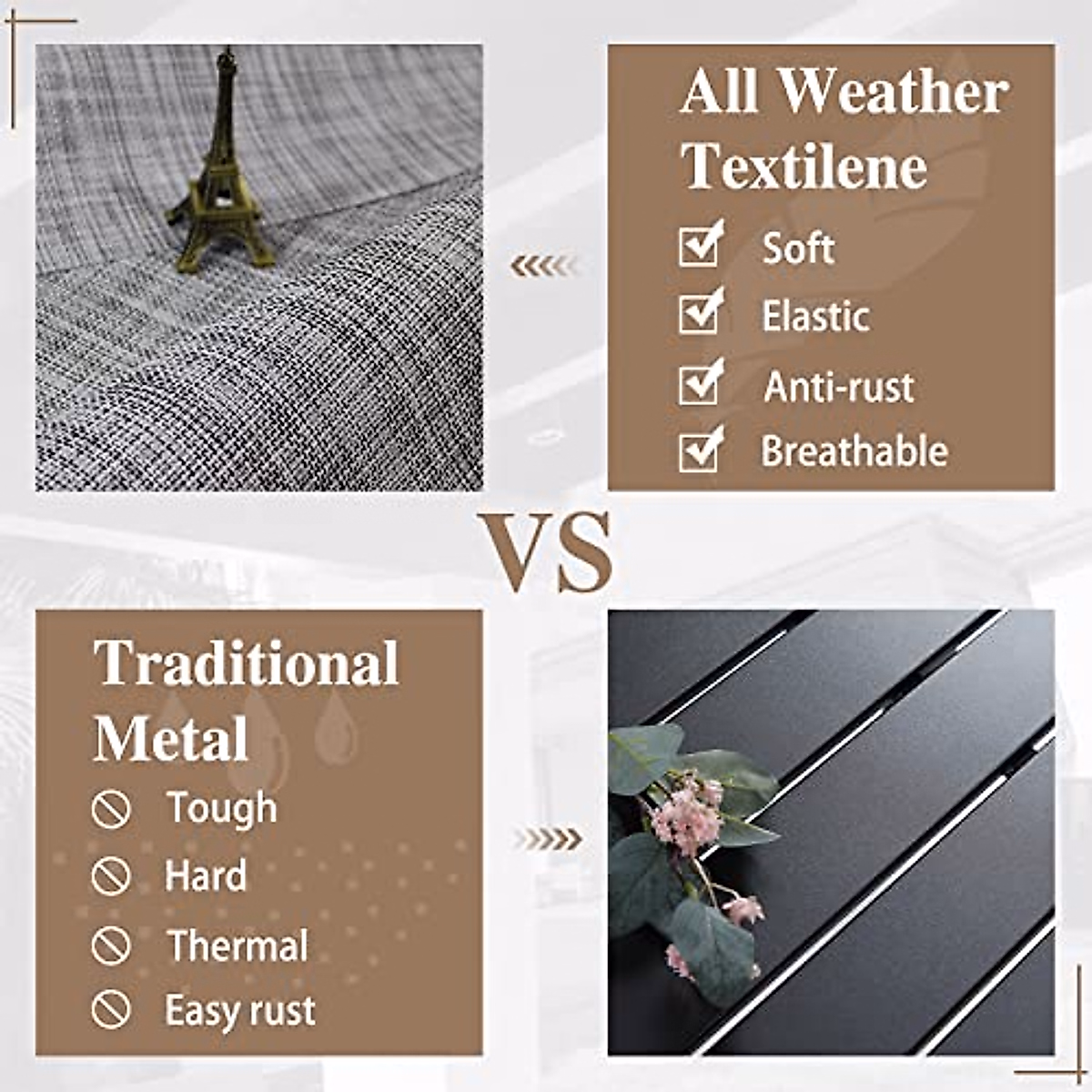 Sophia & William Patio Dining Chairs Set of 2 Patio Swivel Chairs Textilene Support 300lbs Outdoor Chairs for Lawn Garden Backyard Pool Sling Weather Resistant-Brown Frame