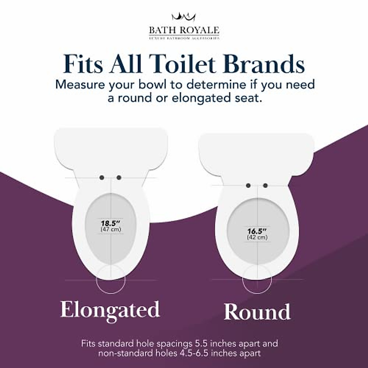 Round Toilet Seat BR620-00 White, Soft Close, Stain-Resistant and Easy to Clean, Fits All Toilet Brands; Premium Series by Bath Royale