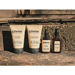 Thrive Natural Skin Care Sets - Essential Face Care Set (4 Piece) - Grooming Gift Set to Wash, Exfoliate & Shave - Made in USA, Vegan & Cruelty Free