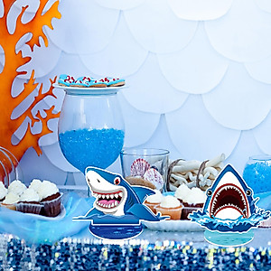 Namalu 16 Pcs Shark Centerpiece Party Decorations Shark Birthday Table Decorations for Ocean Animal Theme Under The Sea Baby Shower Birthday Party Supplies(Shark Theme)