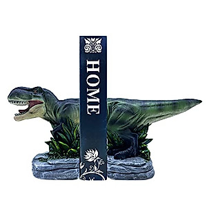 Tyrannosaurus Rex Dinosaur Bookends Home Decorative Resin Bookshelf,Paper Weights, Book Ends,Bookend Supports, Book Stoppers, Set of 2