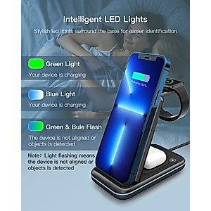 Wireless Charging Station for Multiple Devices Apple - TYCRALI 3 in 1 Wireless Charger Stand Foldable Designed for iPhone 14/13/12/11/Pro/X/XS/XR, AirPods 2/3, iWatch 7/6/5/SE/4/3/2