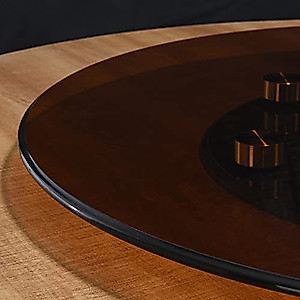 Round Turntable Rotating Dining Table Tempered Glass Table Top Lazy Susan Transparent Serving Plate Serving Tray, Dining Table Turntable Explosion-proof, Brown 70cm Aluminium Alloy Swivel Turntable (