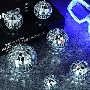 20 Pcs Hanging Mirror Disco Ball Ornaments Glass Disco Balls Decoration Different Sizes 70s Reflective Mini Disco Ball Decor with Rope (2.4 Inch, 2 Inch, 1.6 Inch, 1.2 Inch)