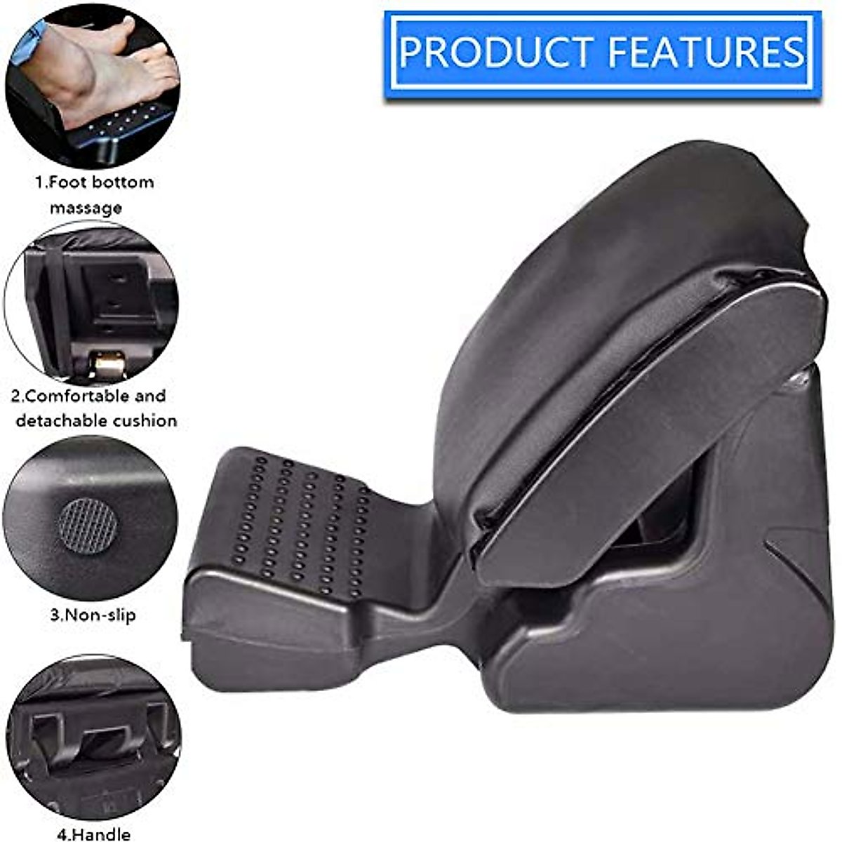 VUE Adjustable Footrest, Upgrade Ergonomic Footrest Max-Load 180LBS with 3 Functional Modes & Massage Office Foot Rest Under Desk for Home, Office, Car, Train
