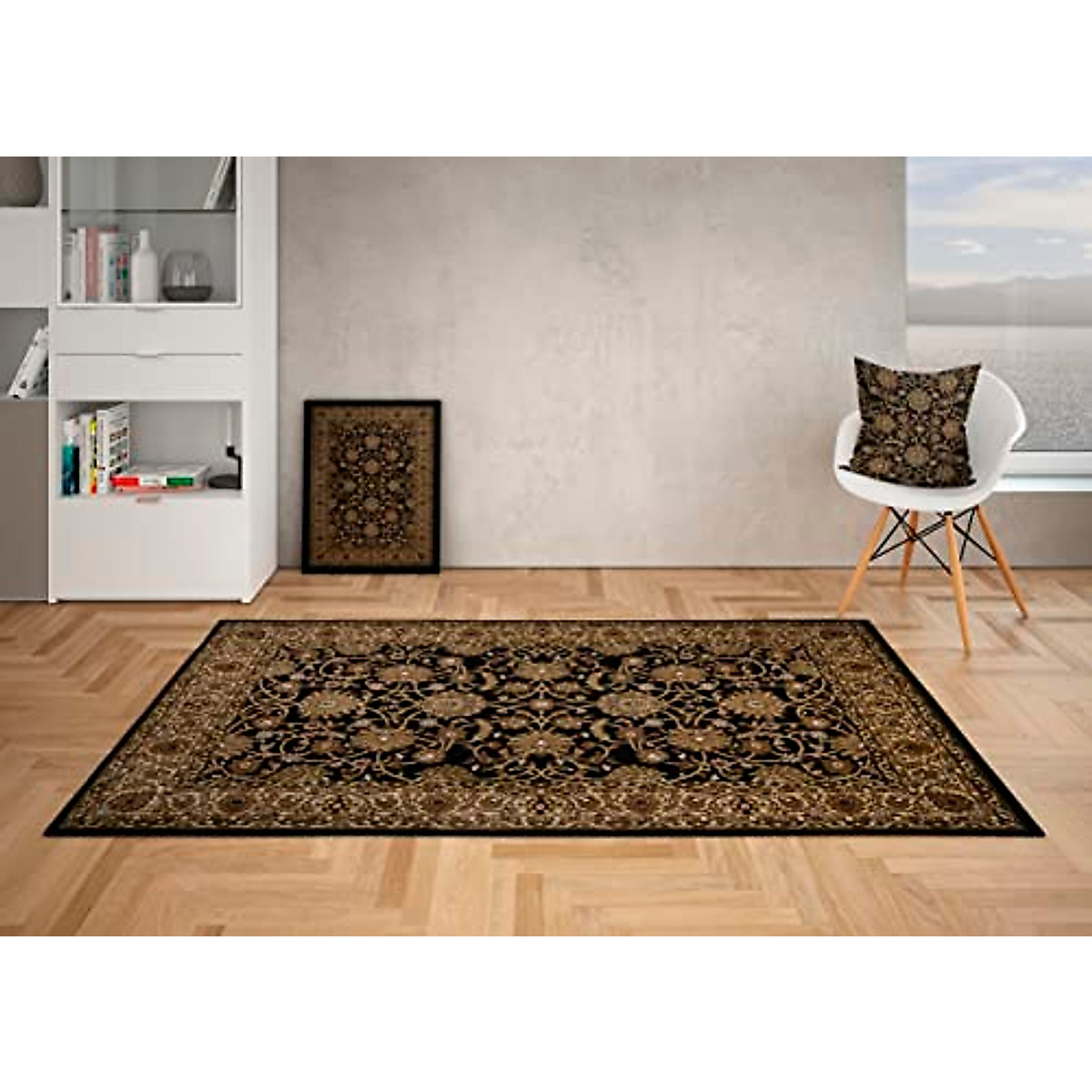 Great American Distributors -Batumi Black Traditional/Transitional Area Rug 5'3" X 7'6"