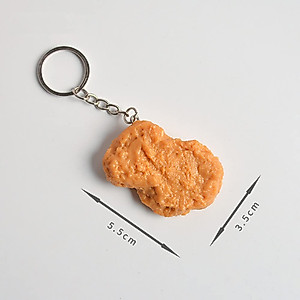 tenghong2021 Imitation Food Keychain French Fries Chicken Nuggets Fried Chicken Leg Chicken Wing Food Keychain Cute Creative Key Ring Charm Fun for Handbag Purse Car Accessories-Chicken Nuggets