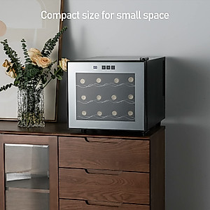 JINJUNYE Wine Cooler Refrigerator, Wine Fridge Small Countertop with Digital Temperature Control, 12 Bottle Mini Freestanding Wine Cellar for Wine, Beer, Gift for Wine Lover