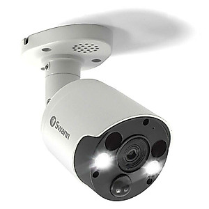 Swann Add-On DVR Bullet Security Camera with Sensor Spotlight, 4K Ultra HD Video, Indoor or Outdoor Design, Dusk to Dawn Color Night Vision Plus True Detect Heat and Motion Detection