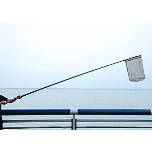 Fairiland Telescopic Fishing Net Long Handle Landing Net with Carbon Pole Rubber Fishing Net Full Metal Hoop Fish Landing Let (3.45M/11FT)