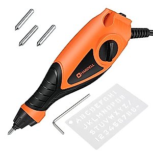 HARDELL Engraver,5 Speed Etching Power Tool Equipped with Soft Rubber Handle and Tungsten Carbide Steel Bits,Mini Multi-Function Engraver for Tile,Metal,Stone,Wood,Leather,Glass,PVC Pipe,DIY Crafts