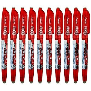 Pilot Frixion Erasable Gel Pen 0.5mm, Extra Fine Red, 10pcs Box