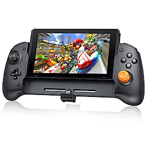 Nargos Grip Controller for Switch/Switch OLED, Ergonomic Handheld Gamepad with 6-Axis Gyro, Dual Motor Vibration and Screen Capture Button (Black)
